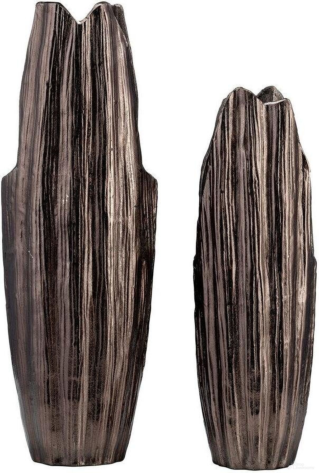 Metal 20 Inch Abstract Ridged Vase In Black Nickel by Sagebrook ...