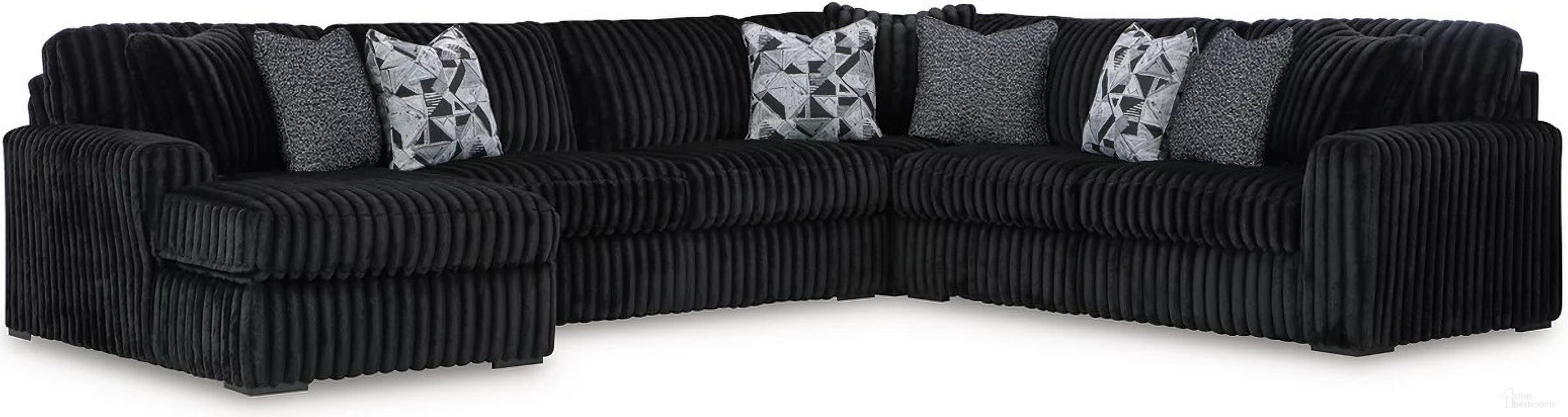 Midnight-Madness 4-Piece Sectional With LAF Chaise In Onyx by Ashley Furniture | 1StopBedrooms