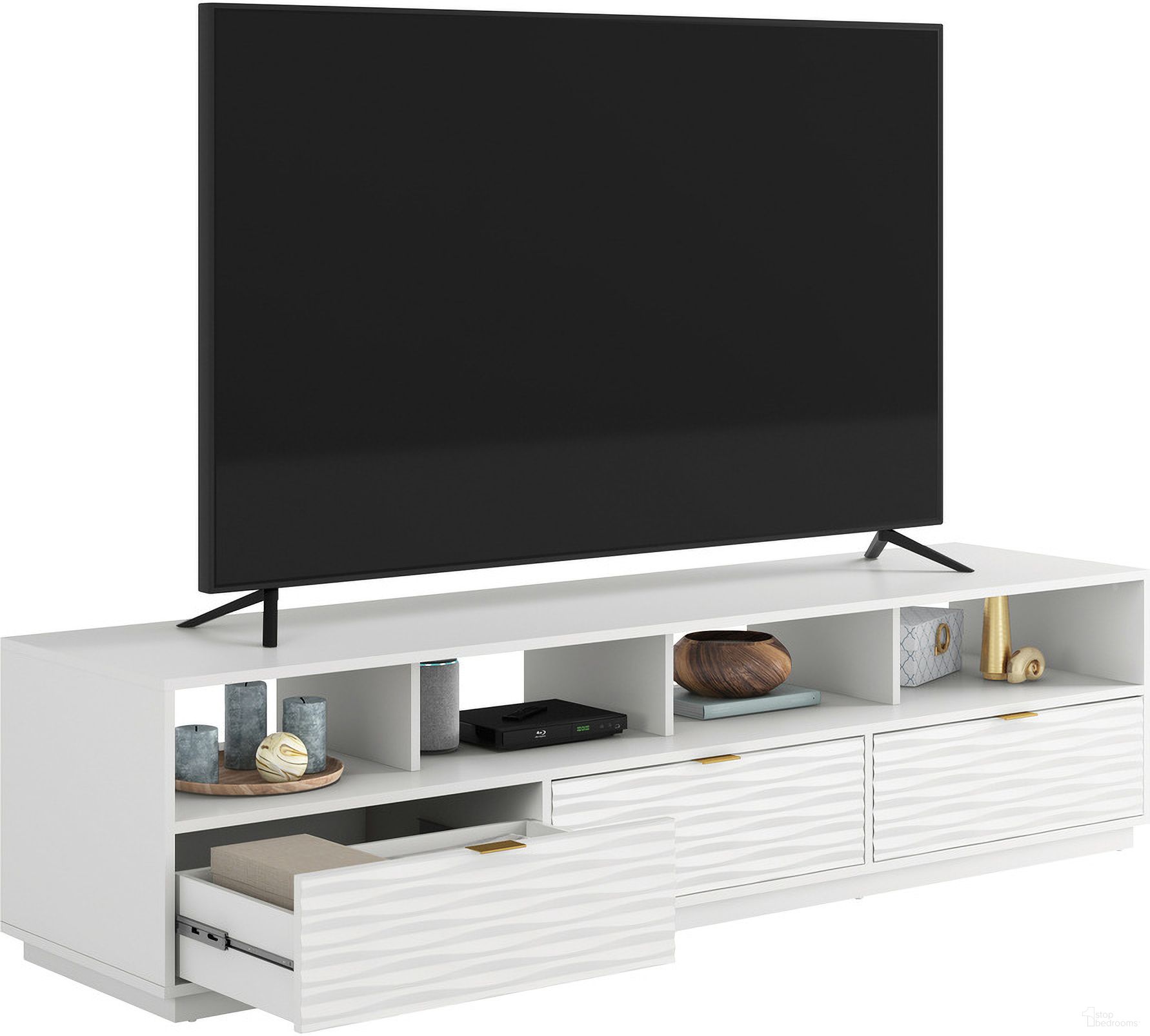 Morgan Main 80 Inch Credenza In White by Sauder | 1StopBedrooms