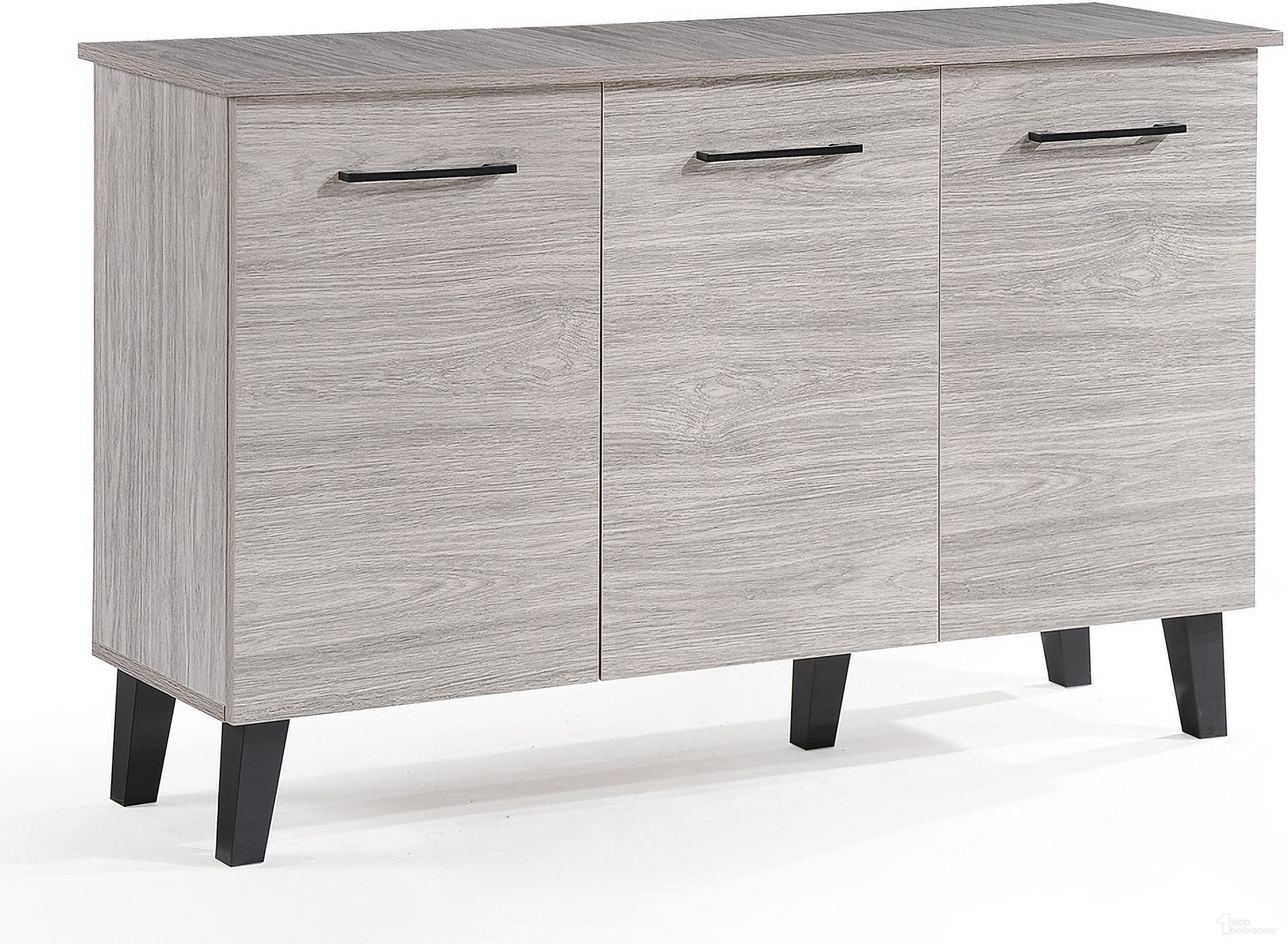 Multi Function Cabinet with 3 Doors and Solid Wood Legs In Grey by ...