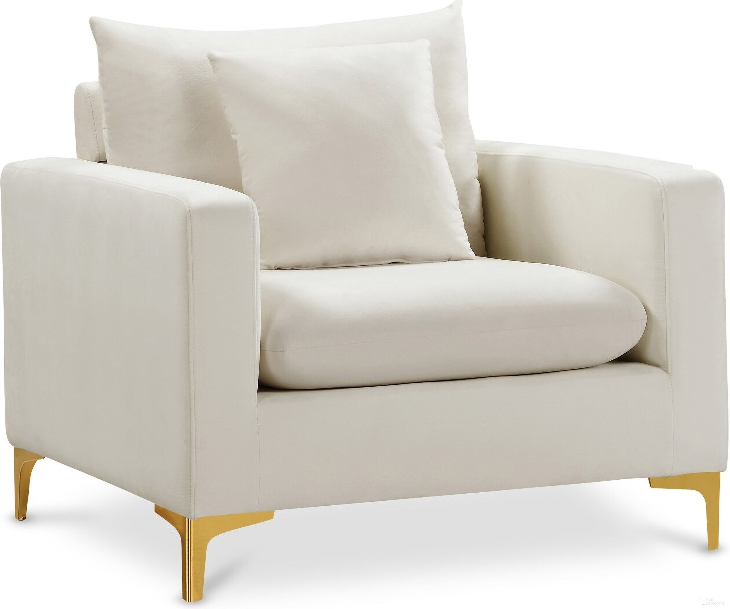 Naomi Velvet Chair In Cream by Meridian | 1StopBedrooms