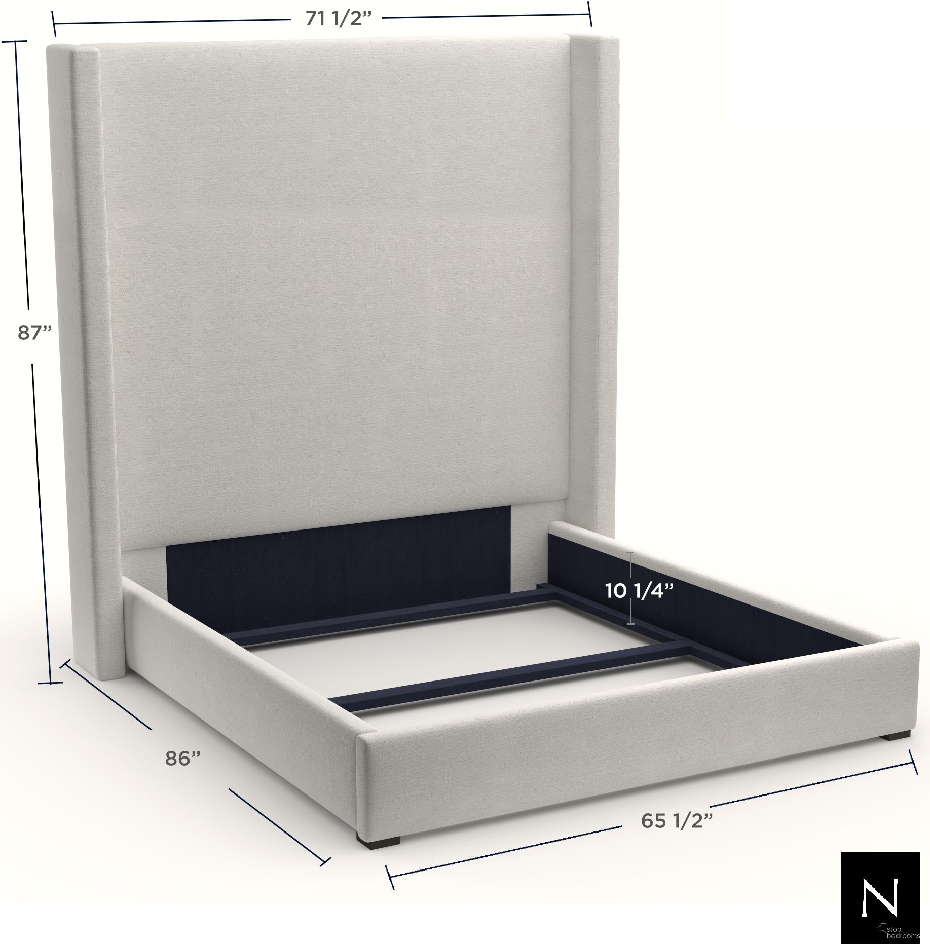 Nativa Interiors Aylet Square Tufted Upholstered High 87 Inch Queen ...