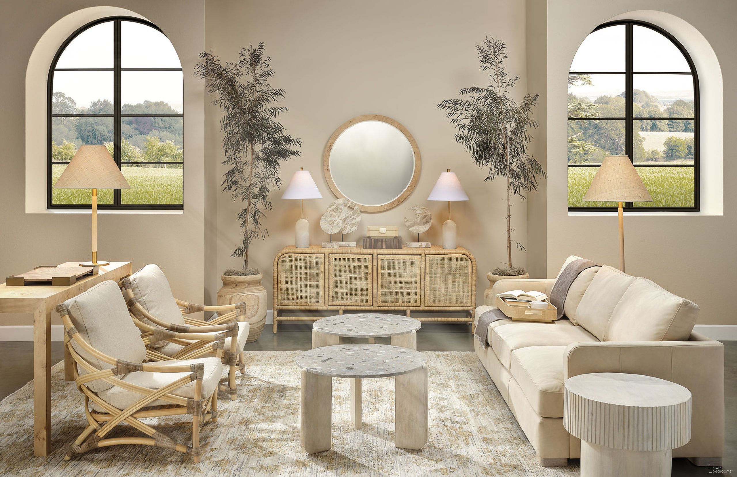 Notch Mango Wood Round Side Table In White Bleach by Jamie Young ...