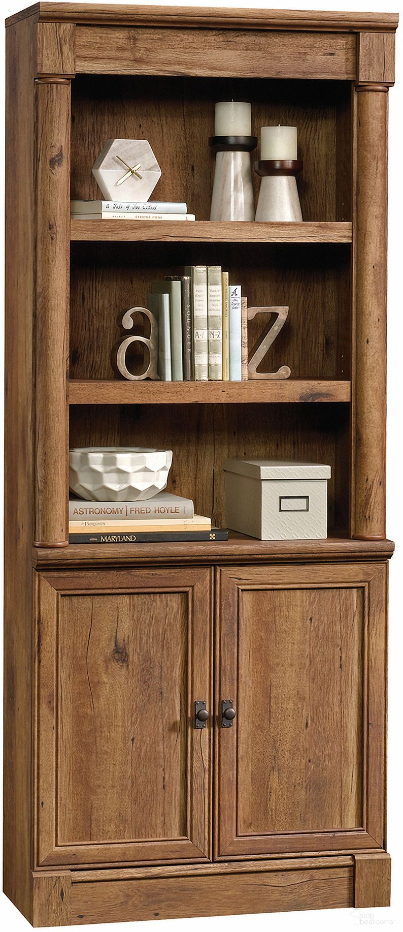 Palladia Library With Doors In Vintage Oak by Sauder | 1StopBedrooms
