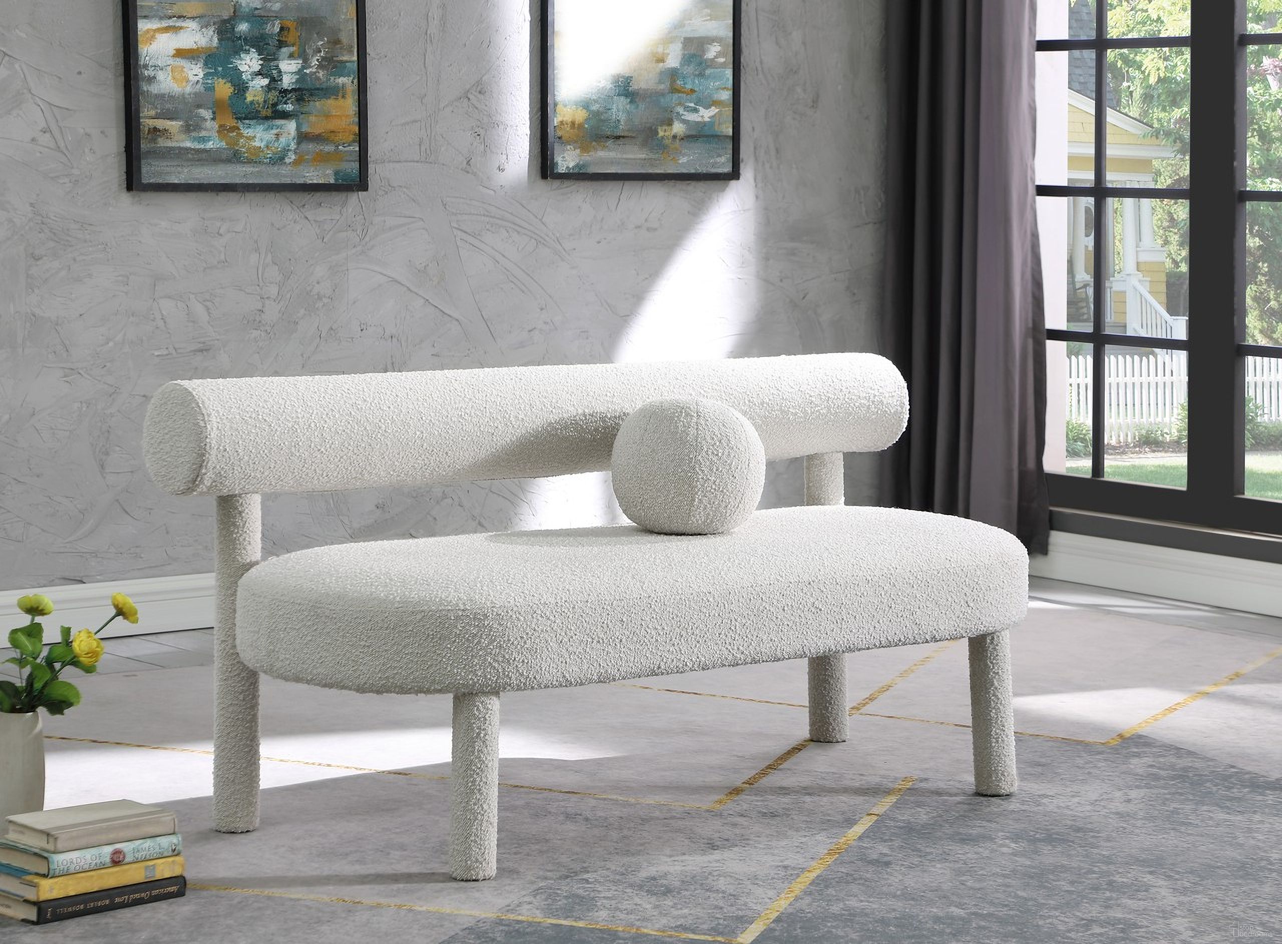 Parlor Boucle Fabric Bench In Cream by Meridian | 1StopBedrooms