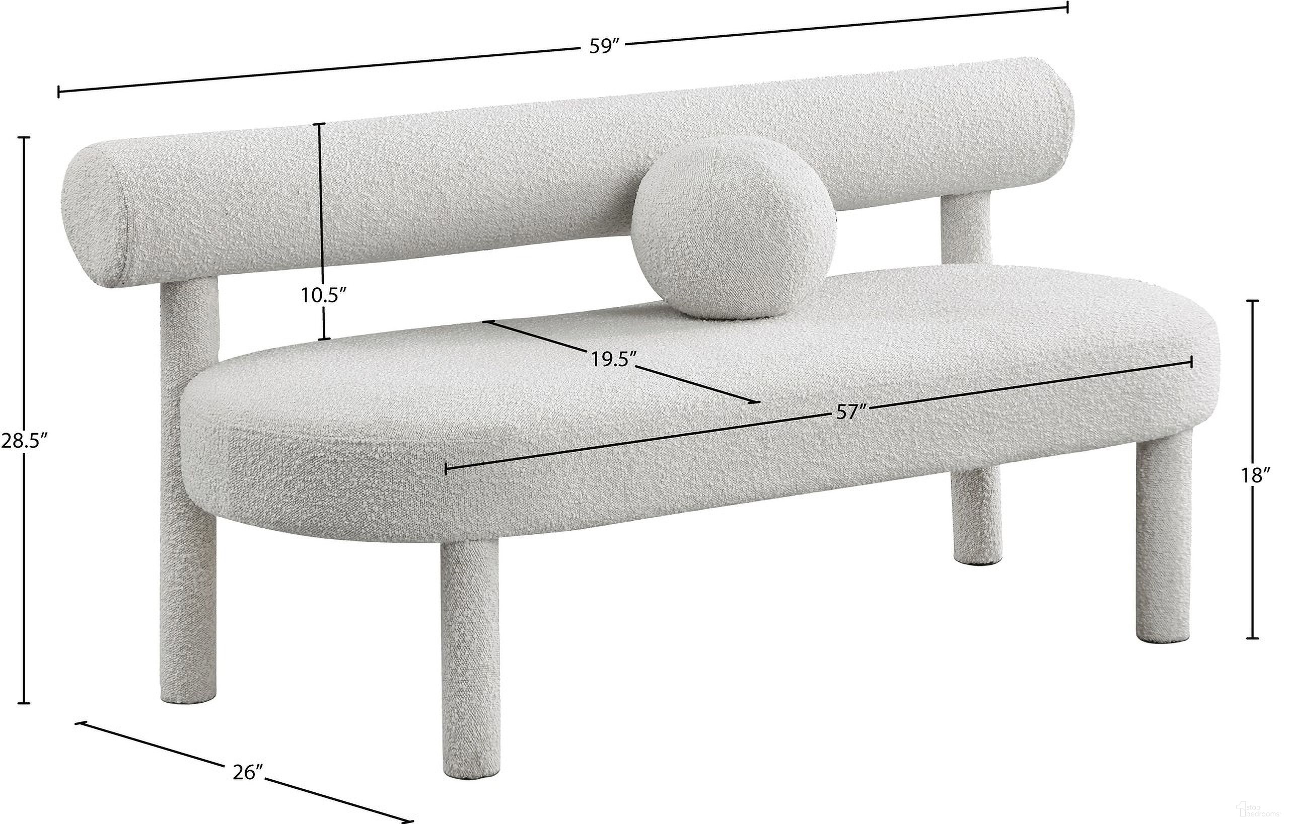 Parlor Boucle Fabric Bench In Cream by Meridian | 1StopBedrooms