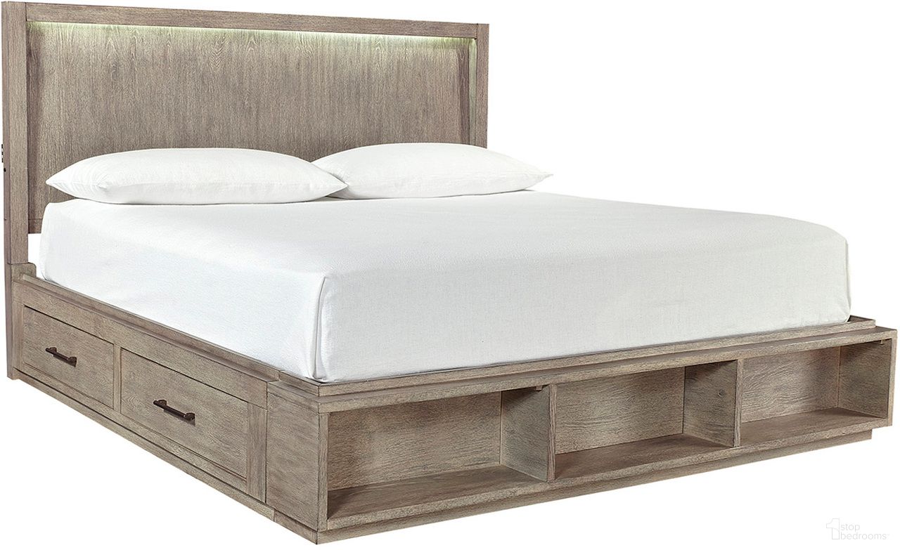 Platinum Queen Panel Storage Bed In Grey by Aspenhome | 1StopBedrooms