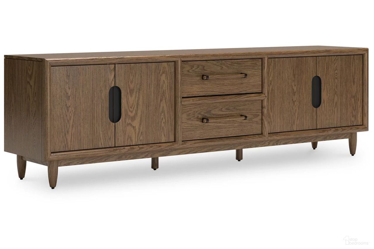 Roanhowe 85 Inch TV Stand In Brown by Ashley Furniture | 1StopBedrooms