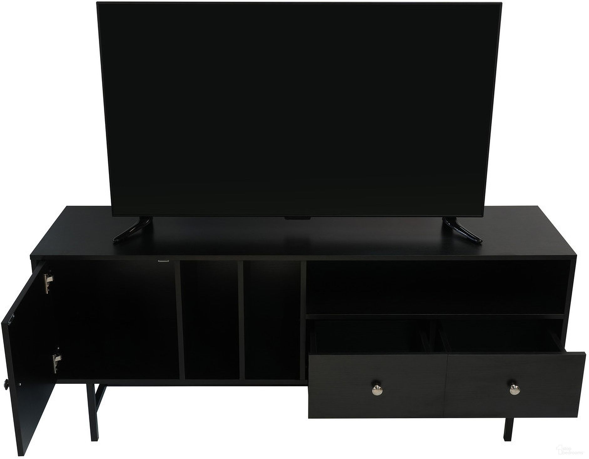 Rochester Rectangular TV Stand with Enclosed Storage and Powder Coated ...