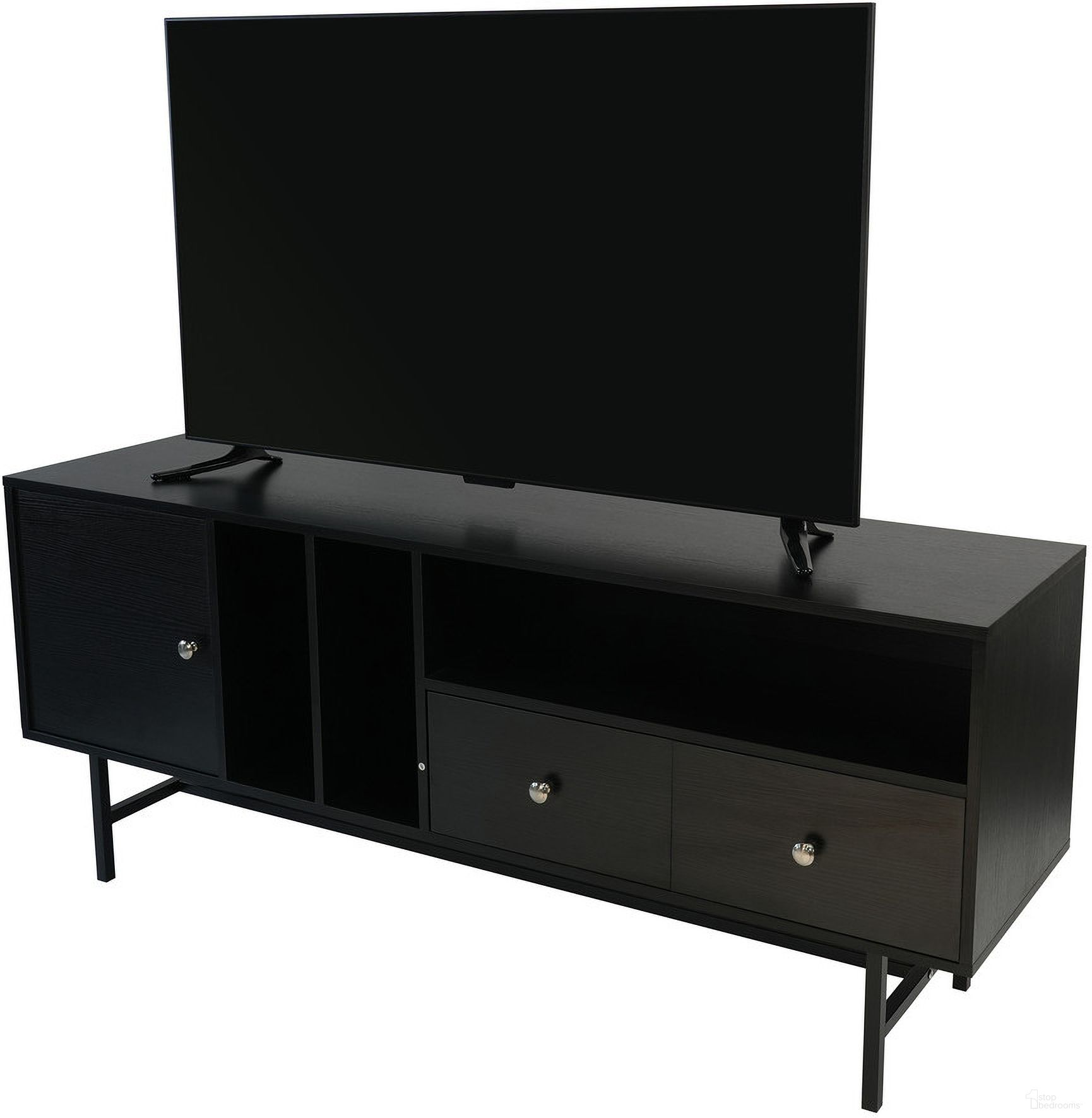 Rochester Rectangular TV Stand with Enclosed Storage and Powder Coated ...