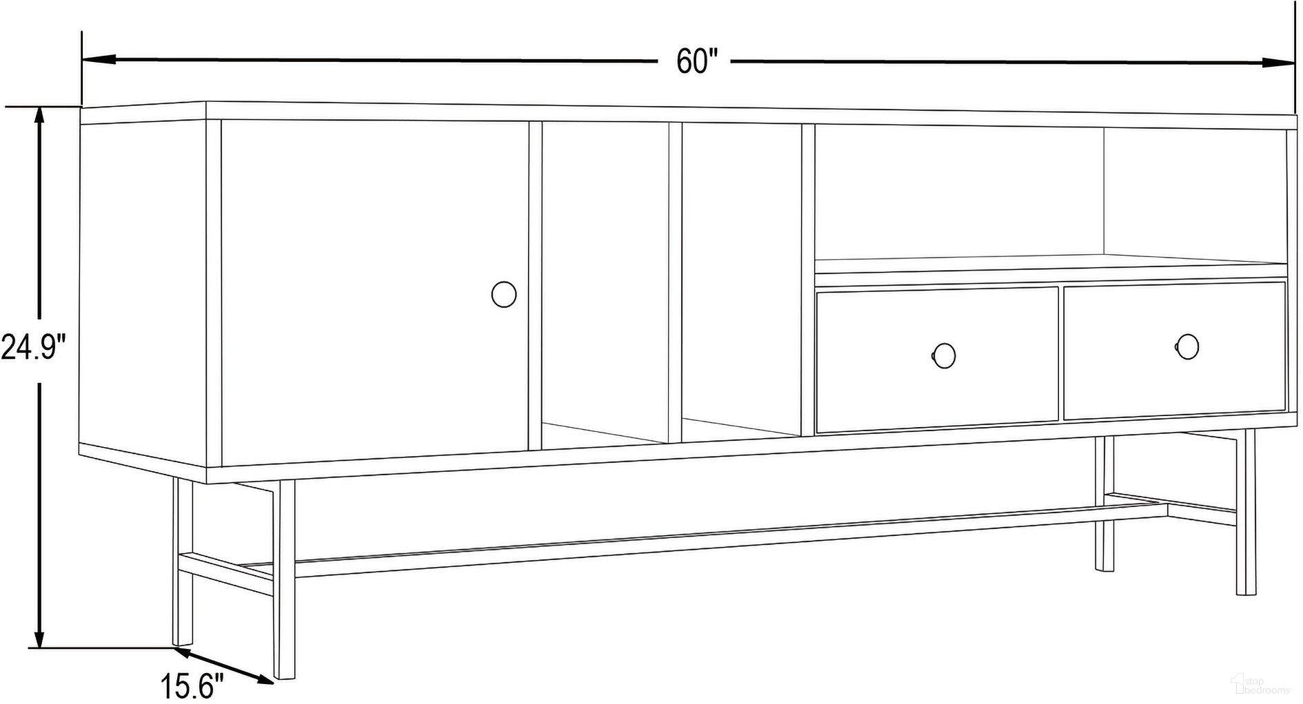Rochester Rectangular TV Stand with Enclosed Storage and Powder Coated ...