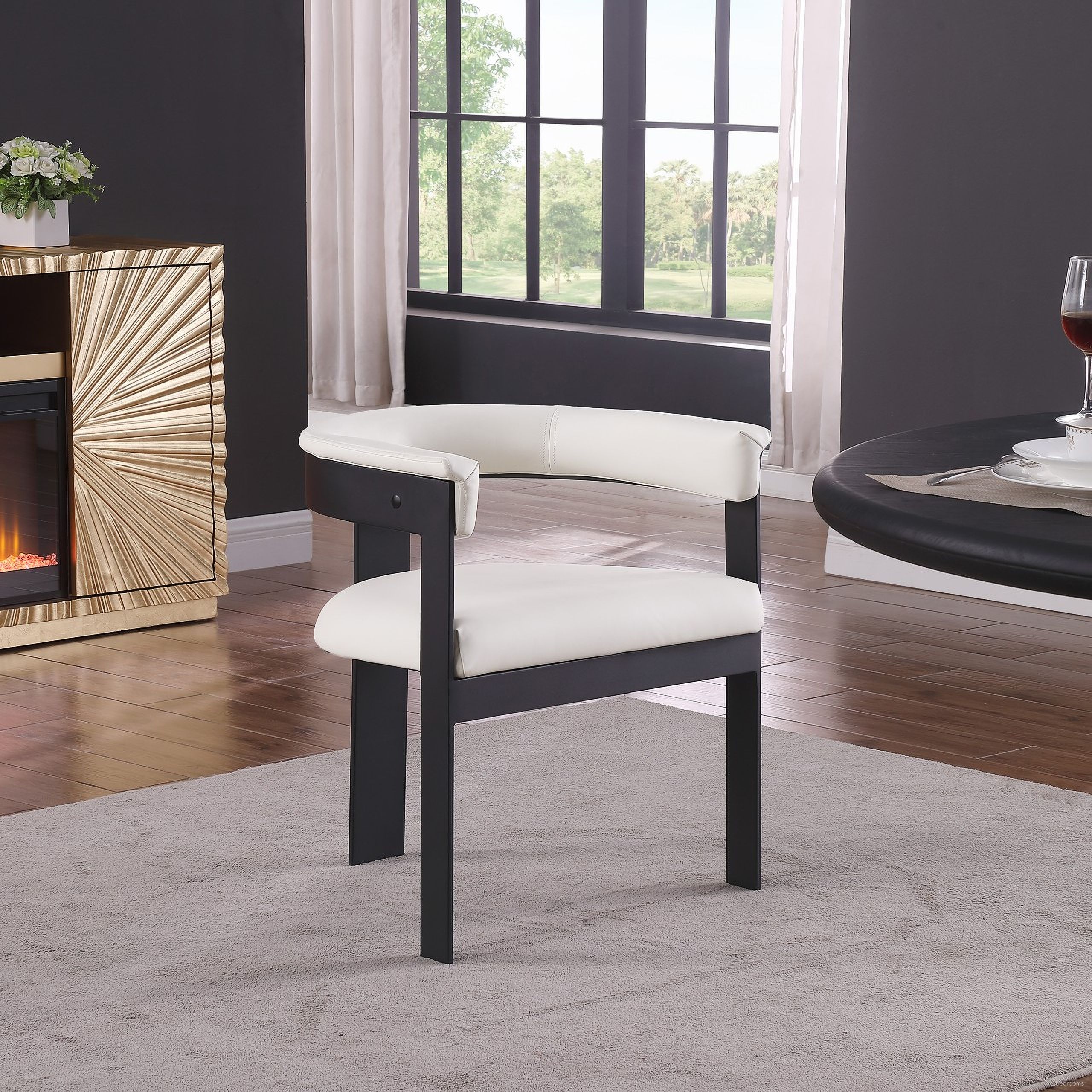 Romeo Vegan Leather Dining Chair Set of 2 In Cream by Meridian ...