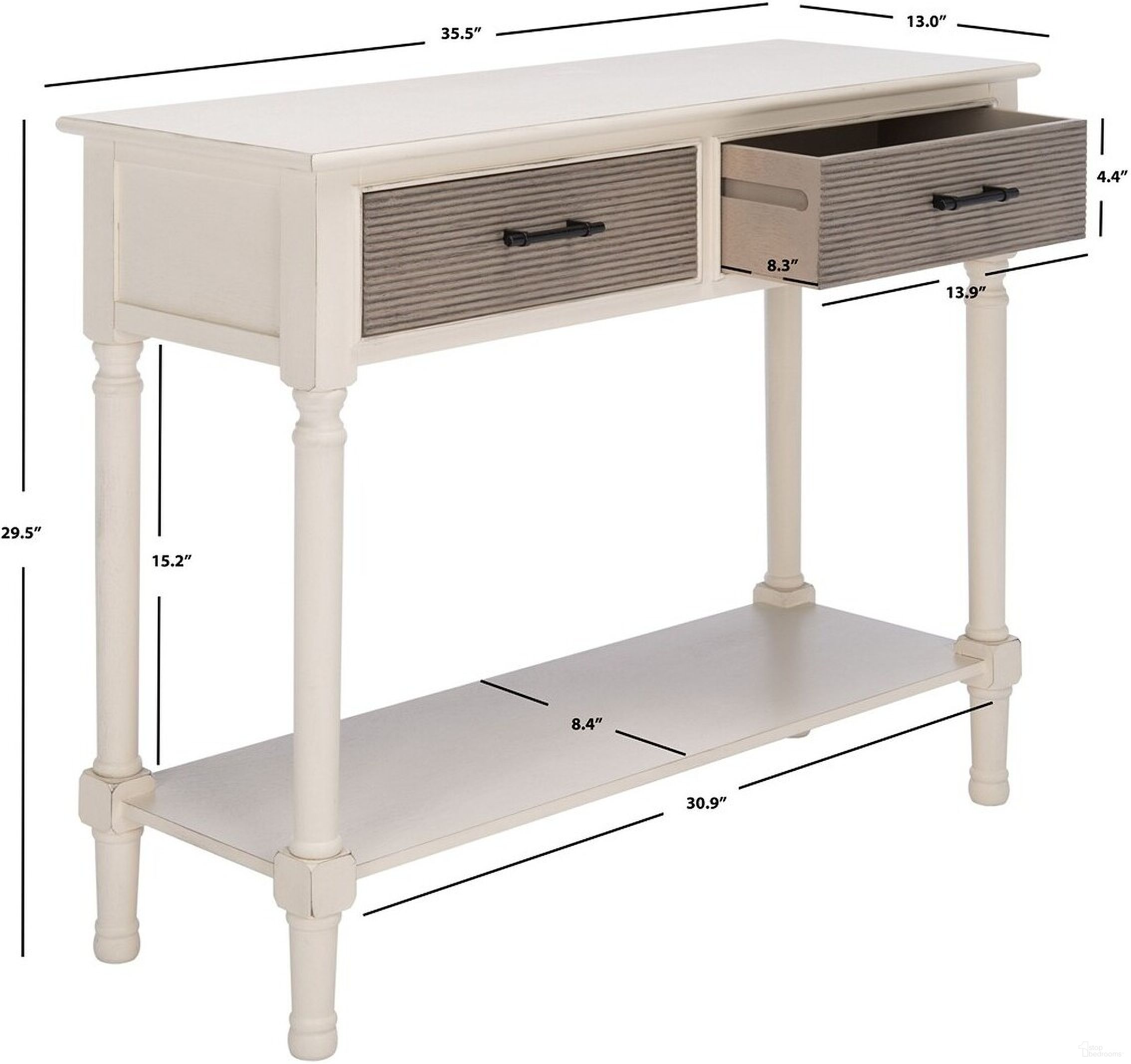 Ryder 2Drw Console Table in Distressed White CNS5719D by Safavieh ...