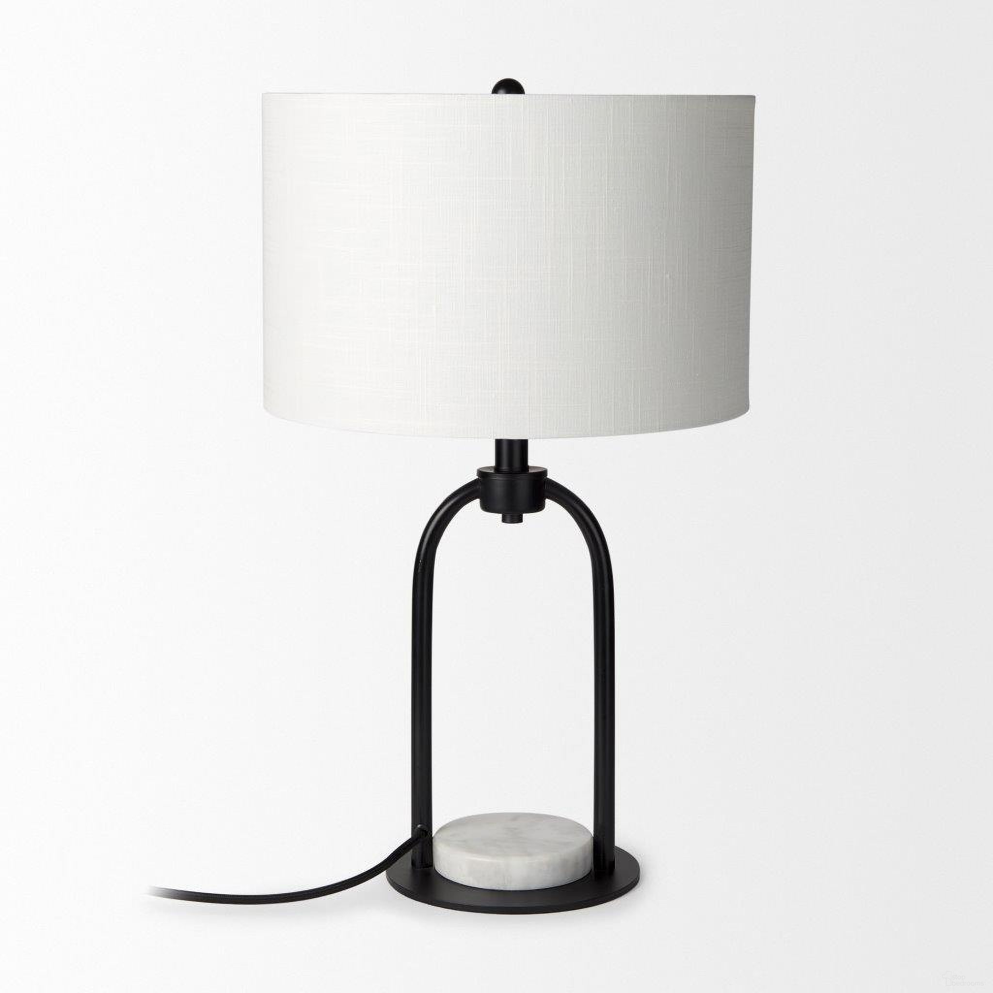 Sarah Arched Black Metal With Marble Cube And White Shade Table Lamp by ...