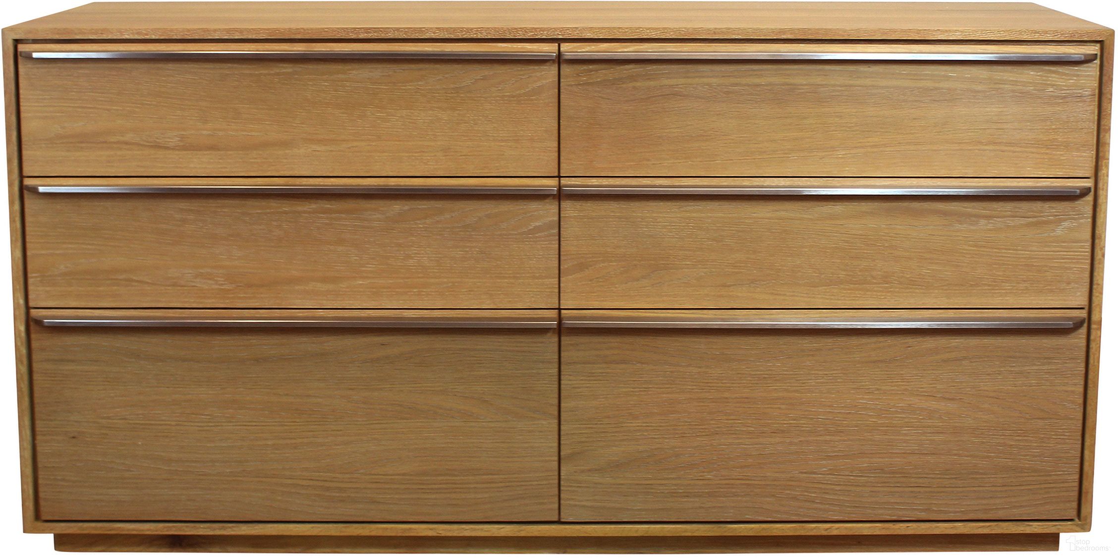 Sarasota 72 Inch Oak Wood 6-Drawer Dresser With Metal Handles In ...