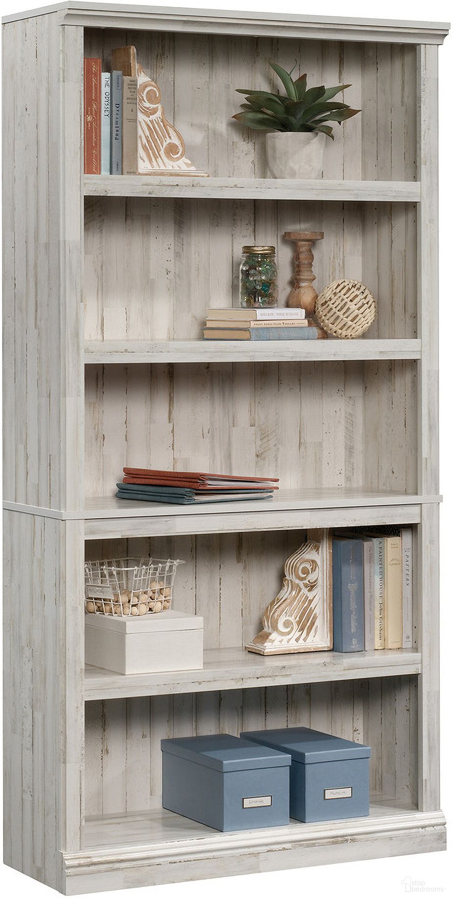 Sauder Select 5-Shelf Bookcase In White Plank | 1StopBedrooms