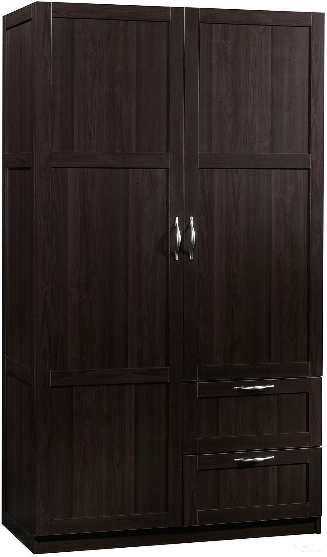 Sauder Select Storage Cabinet Wardrobe In Cinnamon Cherry | 1StopBedrooms