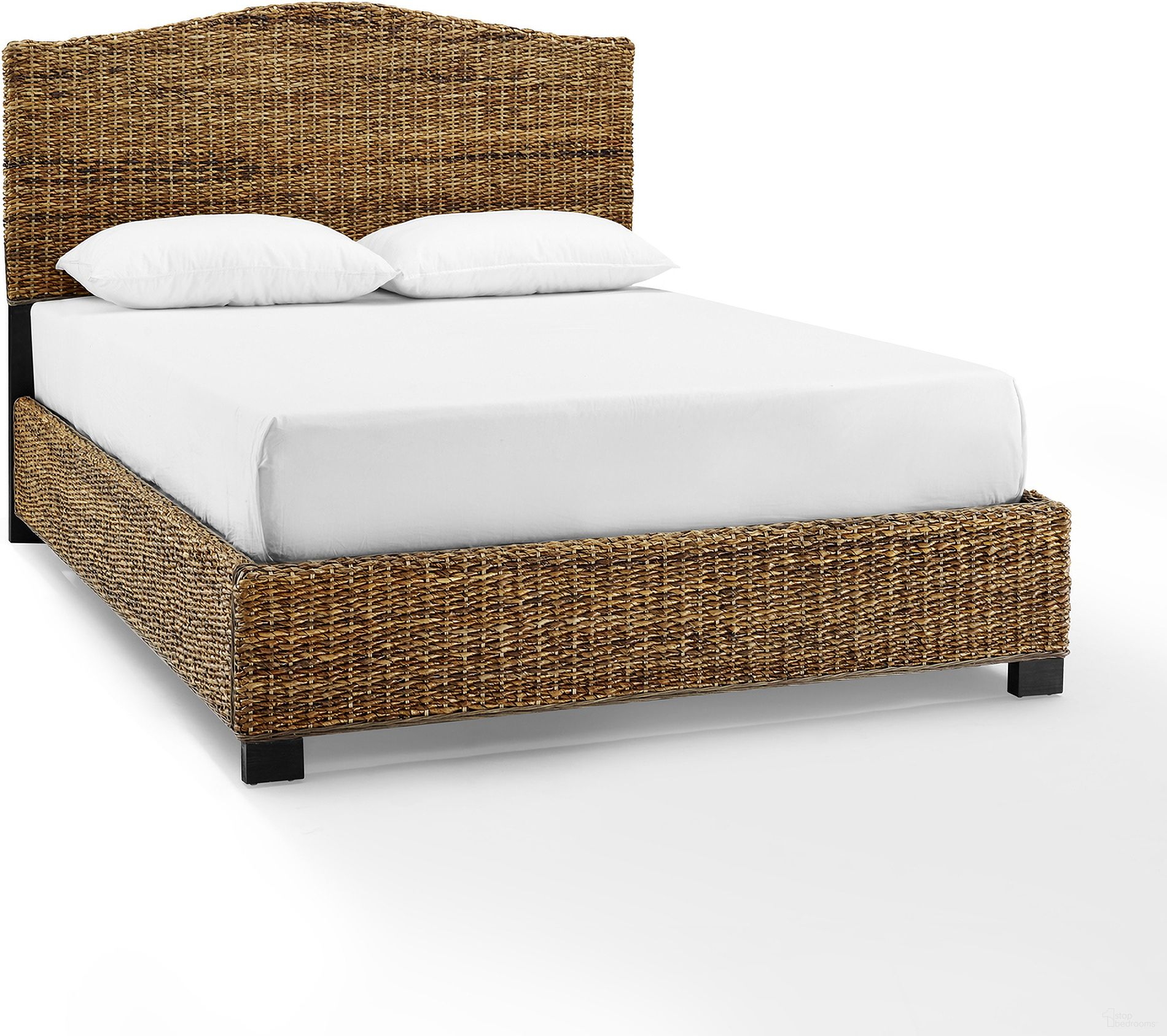 Serena Rattan Queen Bed In Banana Leaf by Crosley Brands | 1StopBedrooms