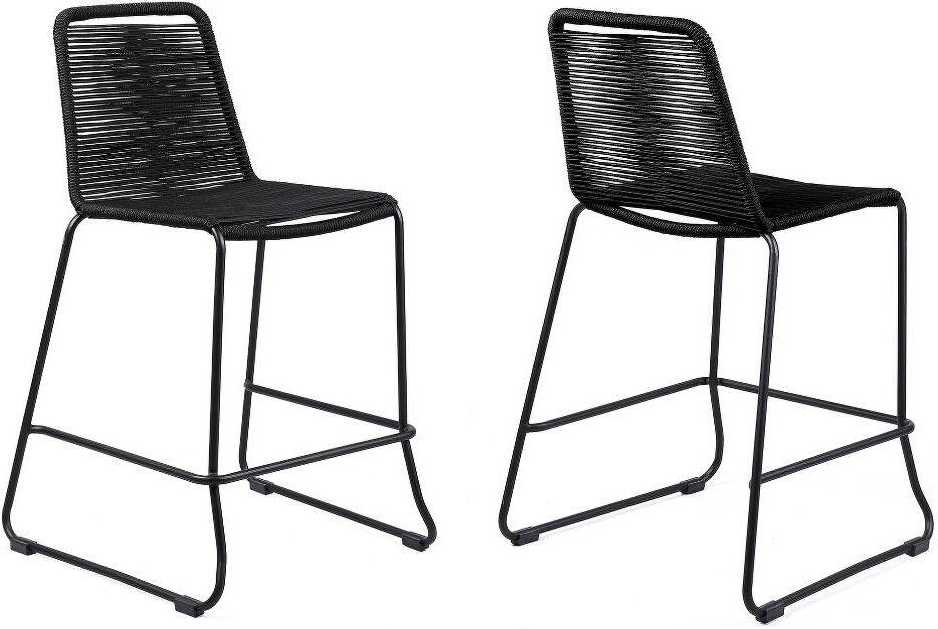 Shasta 26 Inch Outdoor Metal And Black Rope Stackable Counter Stool Set ...