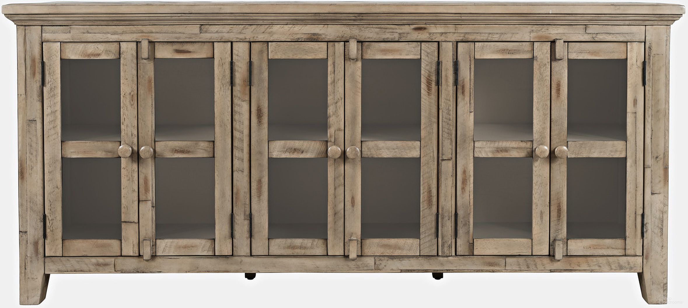 Shores 70 Inch Distressed Acacia Six-Door Sideboard Cabinet In Watch ...