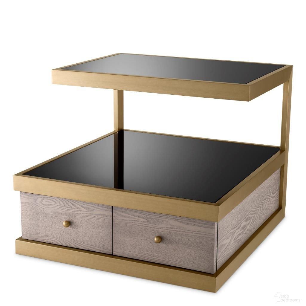 Side Table Kuboa Brushed Brass Finish by Eichholtz | 1StopBedrooms