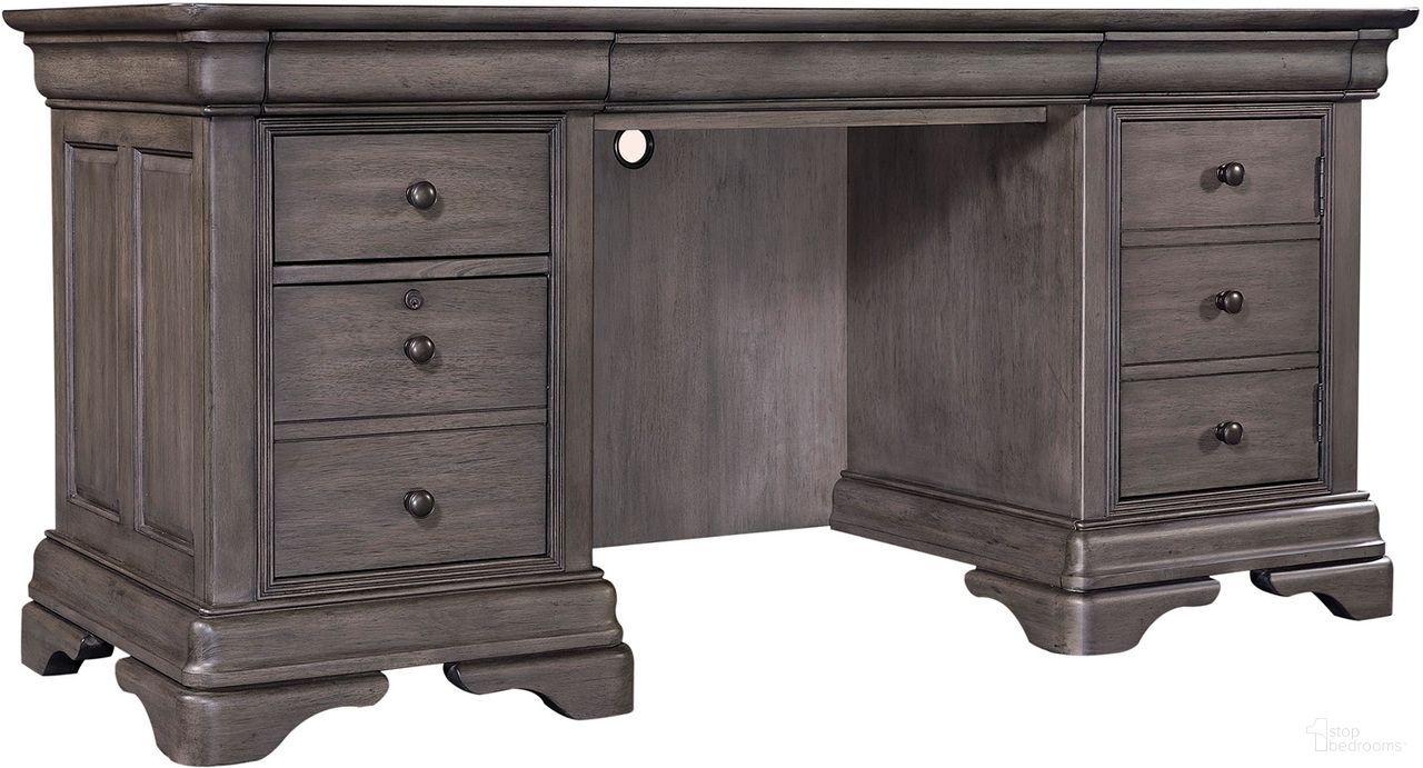 Sinclair 68 Inch Credenza Desk In Grey by Aspenhome | 1StopBedrooms