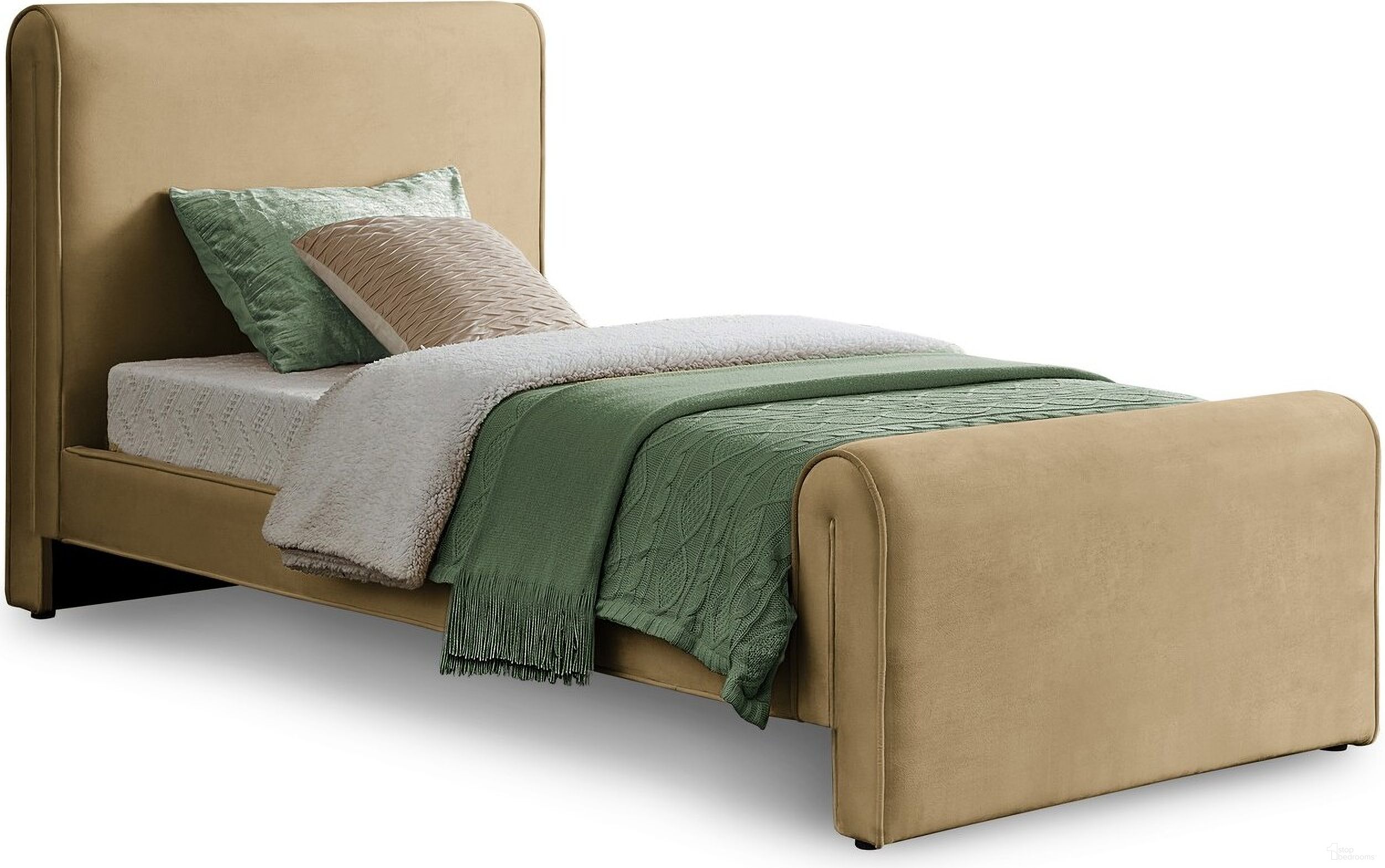Sloan Velvet Twin Bed In Camel by Meridian | 1StopBedrooms