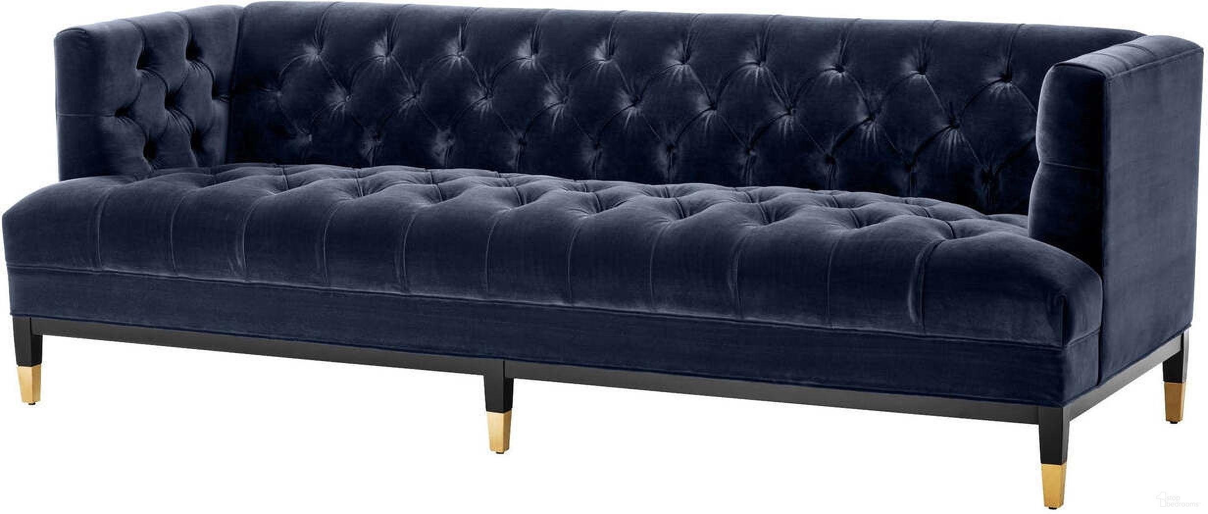 Sofa Castelle Savona Midnight Blue Velvet by Eichholtz | 1StopBedrooms