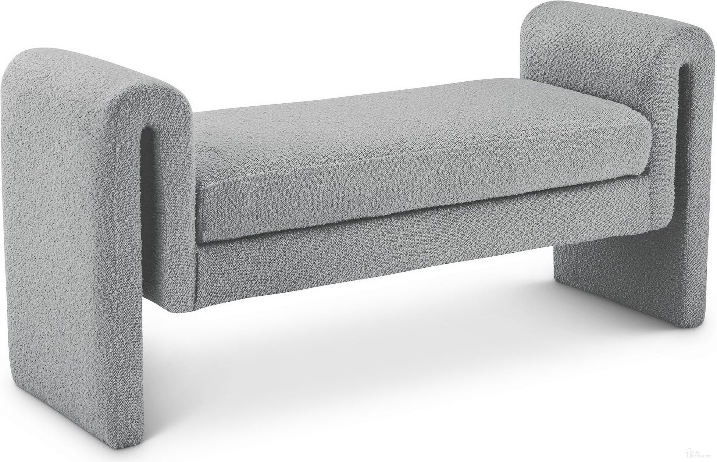Stylus 51 Inch Boucle Fabric Bench In Grey by Meridian | 1StopBedrooms