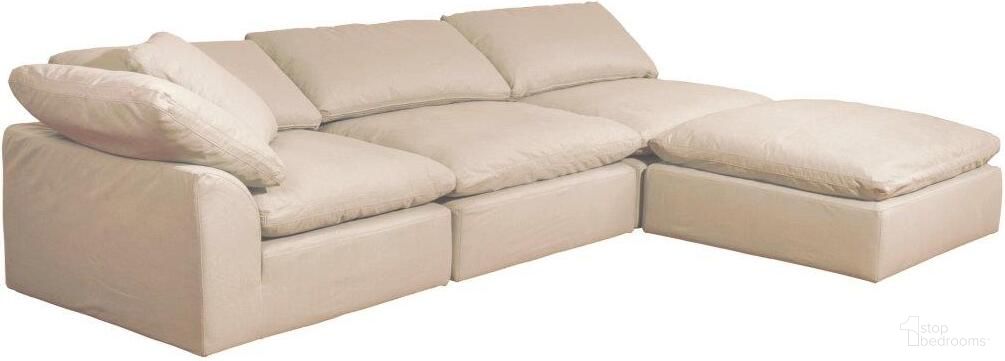 Sunset Trading Cloud Puff 4 Piece 132 Inch Wide Slipcovered Modular Sectional Sofa With Ottoman ...