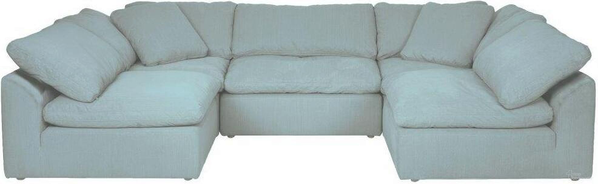 Sunset Trading Cloud Puff 5 Piece 132 Inch Wide Slipcovered Modular Double L Shaped Sectional ...