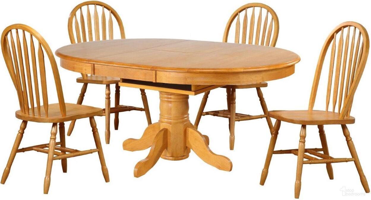 Sunset Trading Oak Selections 5 Piece Pedestal Dining Set with ...