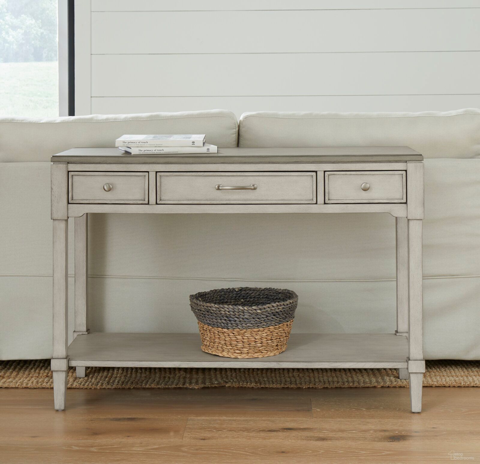 Surfside Two-tone Wood Sofa/Media Console Table In Ocean Gray and Storm ...