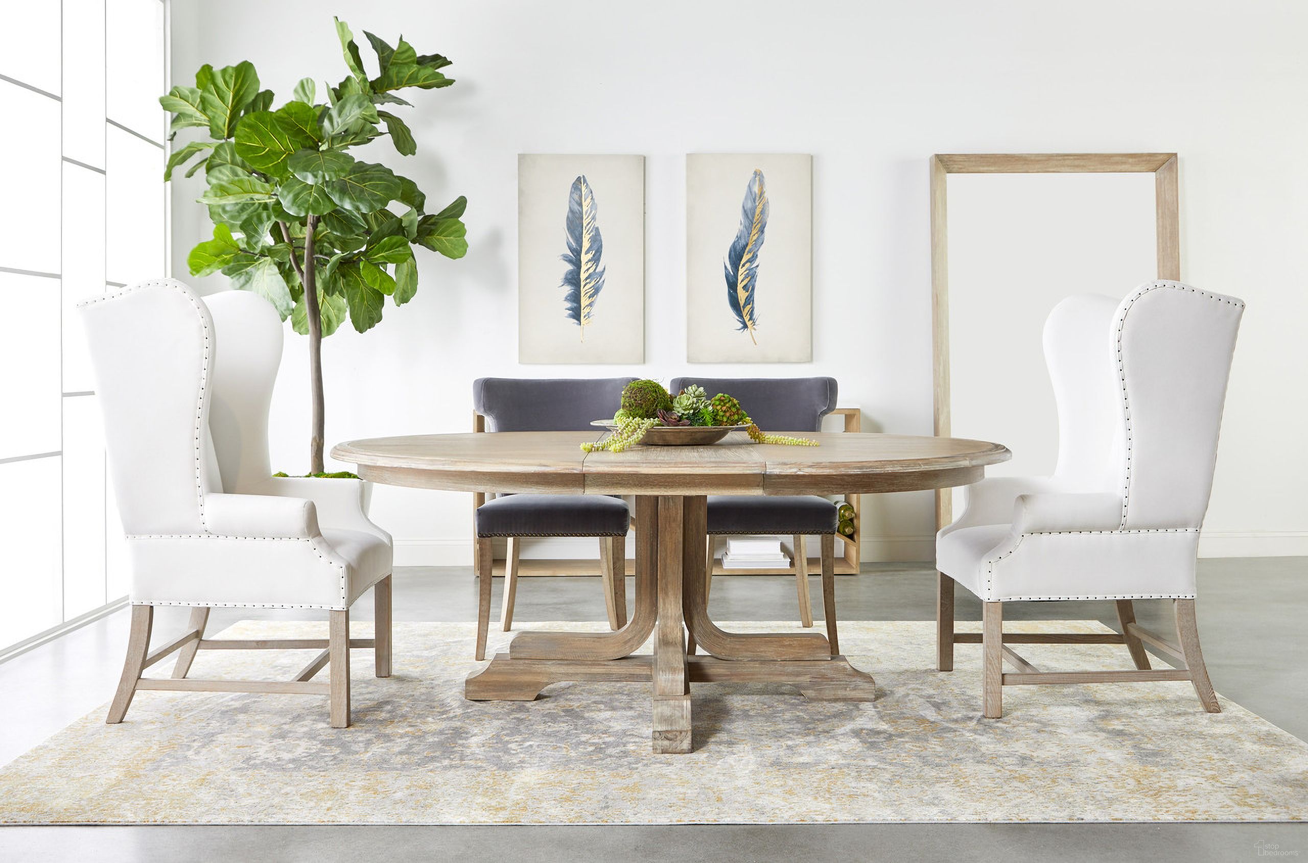 Torrey Natural Gray 60" Extendable Round Dining Table by Essentials For ...