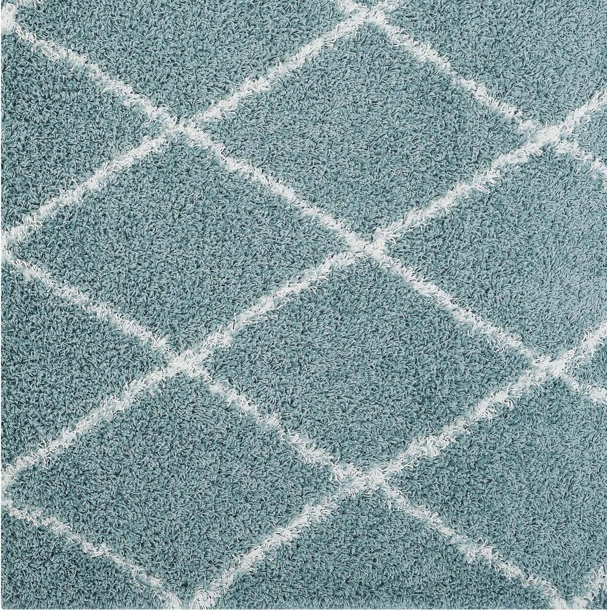 Toryn Diamond Lattice 8X10 Shag Area Rug In Aqua Blue and Ivory by ...