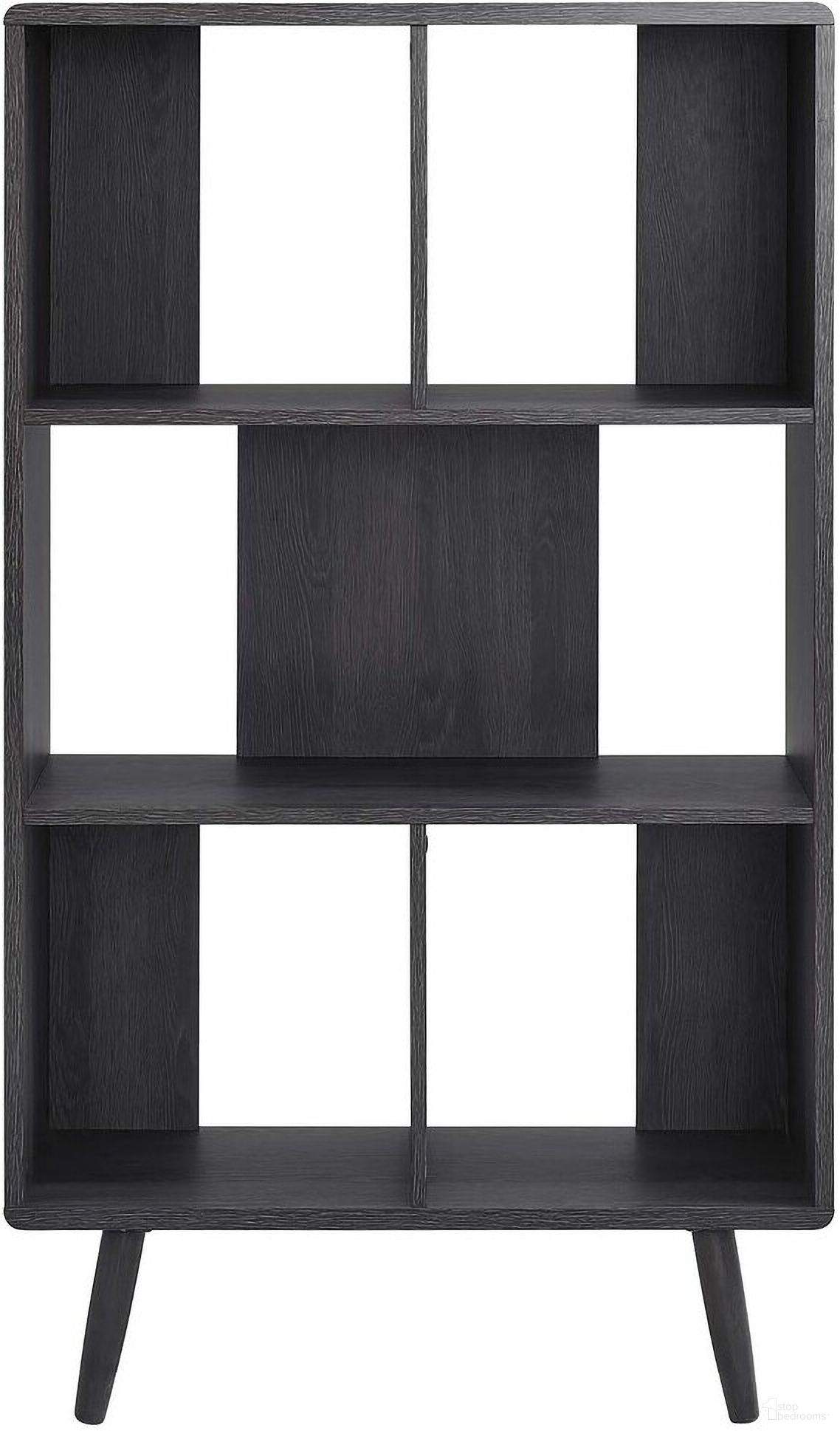 Transmit 5 Shelf Wood Grain Bookcase In Charcoal by Modway | 1StopBedrooms