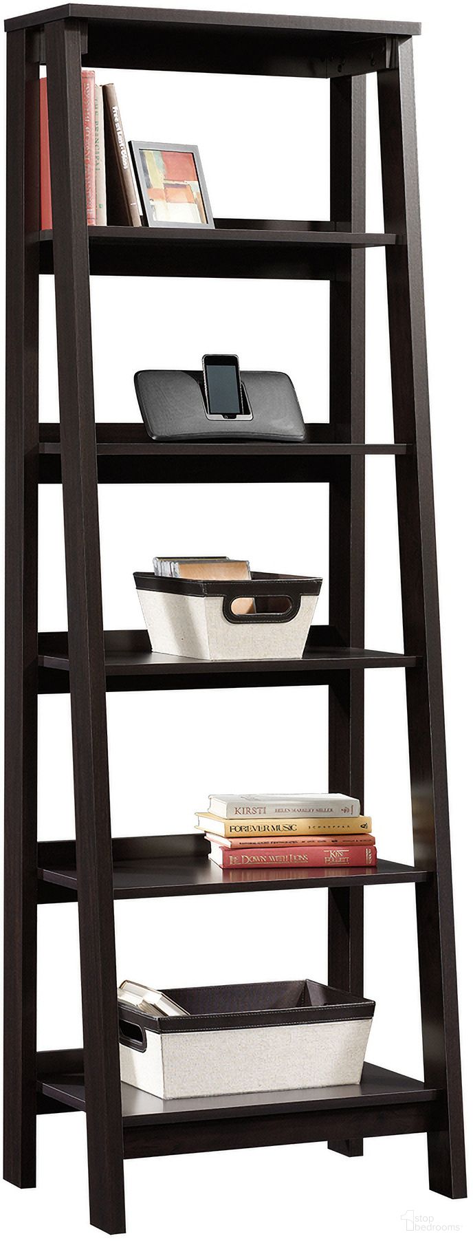 Trestle 5-Shelf Bookcase In Jamocha Wood by Sauder | 1StopBedrooms