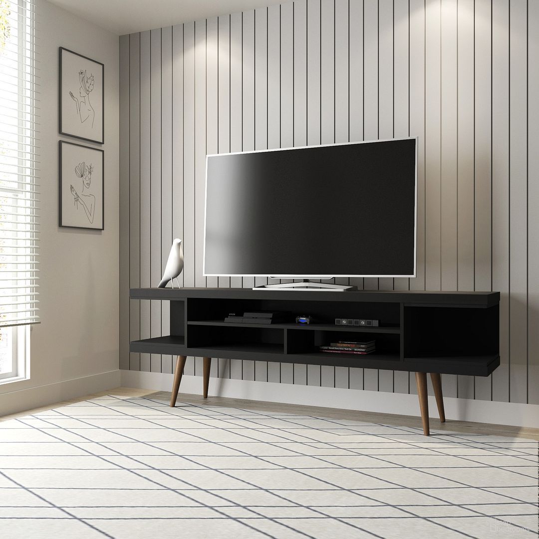 Utopia 70.47 Inch Tv Stand With Splayed Wooden Legs And 4 Shelves In ...