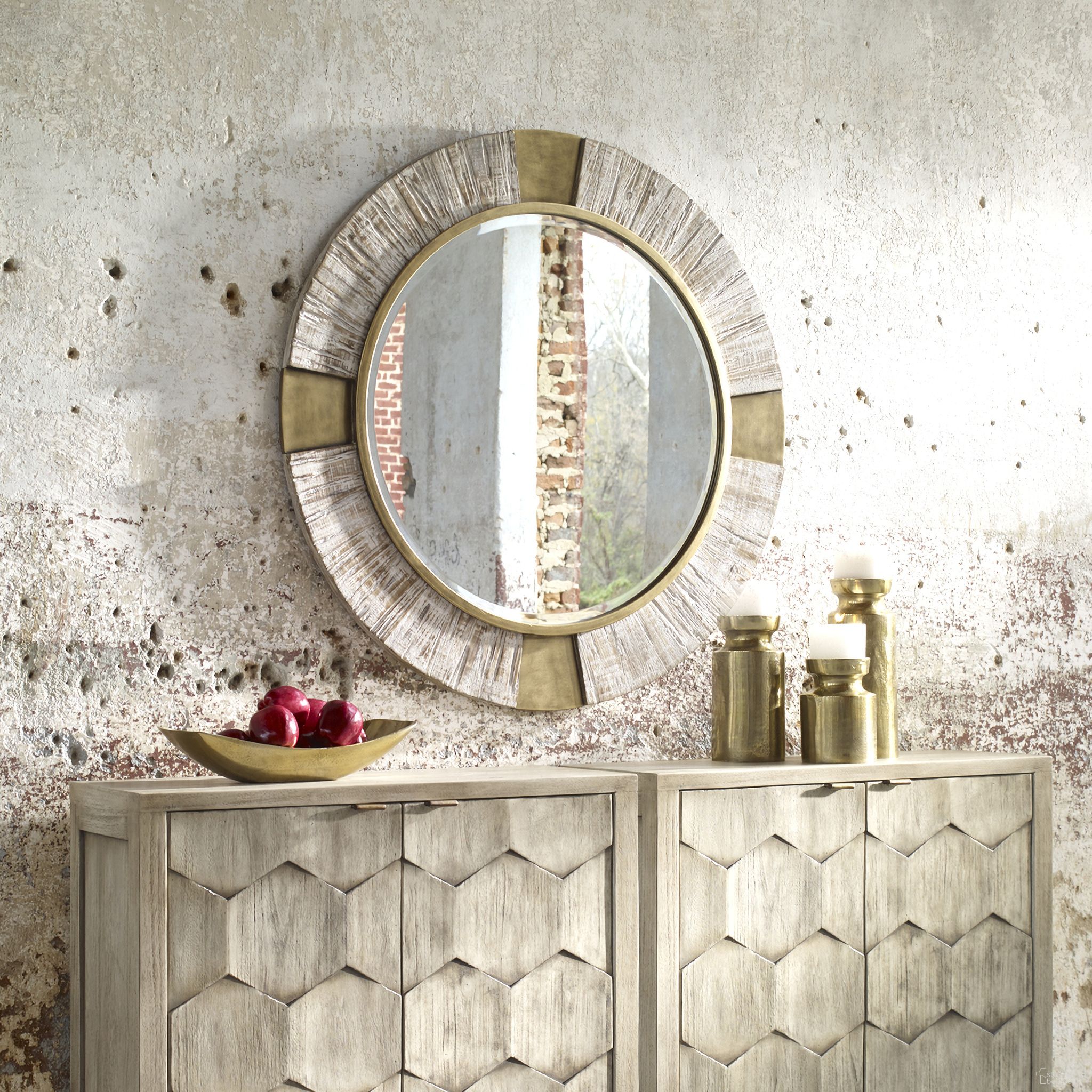 Uttermost Reuben Gold Round Mirror | 1StopBedrooms