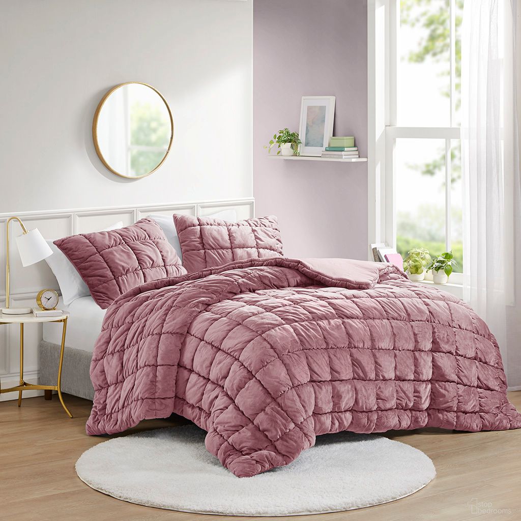 Velvet Dream Puff 3 Piece King Comforter Set In Pink by Olliix ...
