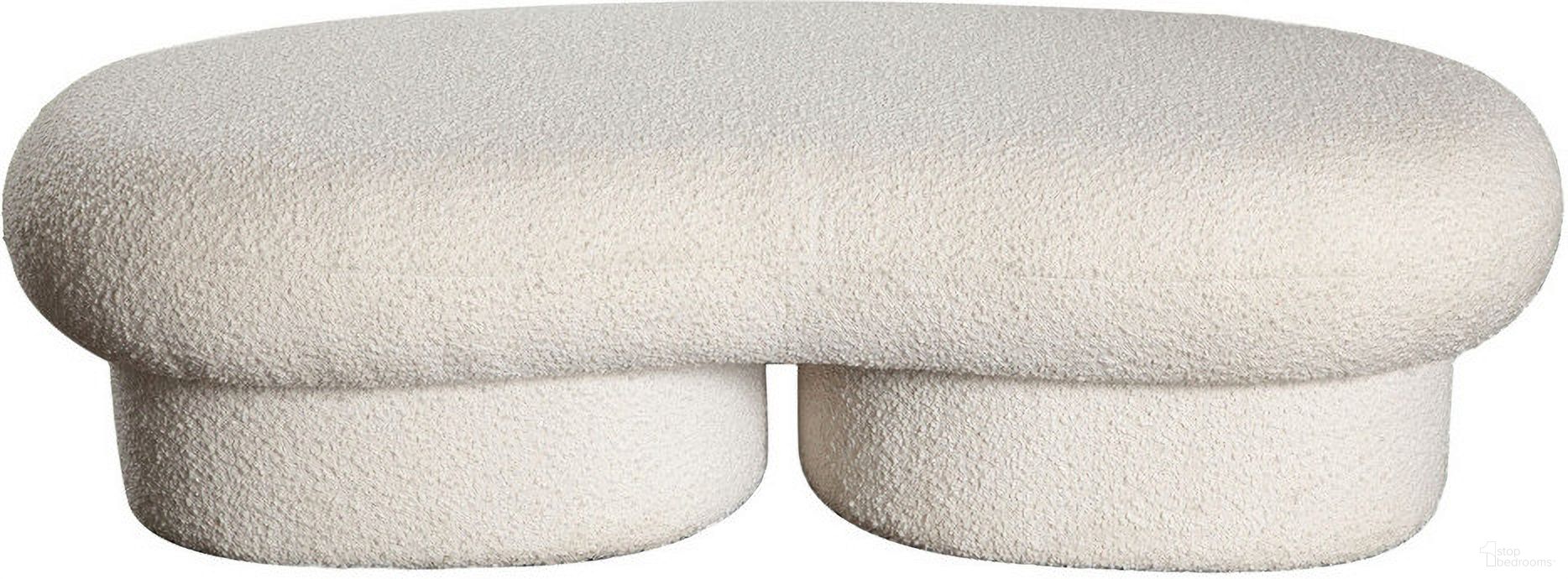 Wave Curved Accent Bench In Ivory Boucle Fabric by Diamond Sofa ...