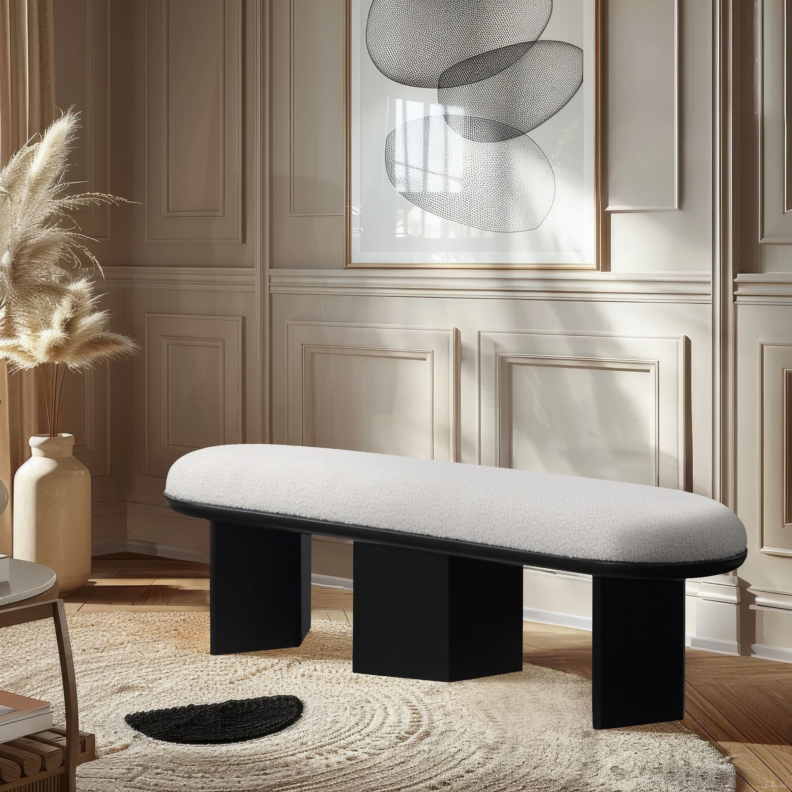 Wilshire Boucle Fabric Bench In Cream by Meridian | 1StopBedrooms