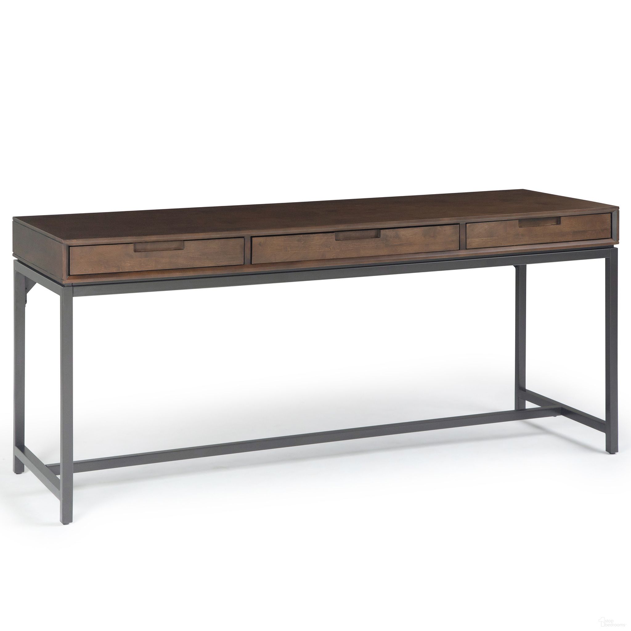 Zeni 72 Inch Desk with 2 Side Drawer and Metal Leg In Graphite Grey and ...
