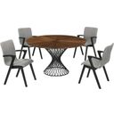 Cirque 54 Inch Round Walnut Wood and Metal Pedestal Dining Table by ...