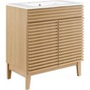 Render 30 Inch Wall Mount Bathroom Vanity In Oak White by Modway ...