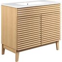 Render 30 Inch Wall Mount Bathroom Vanity In Oak White by Modway ...